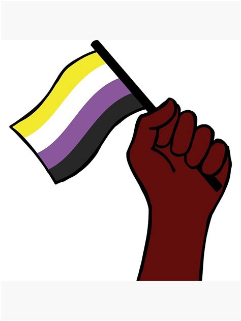 Non Binary Pride Flag Hand Poster For Sale By Bthingies Redbubble