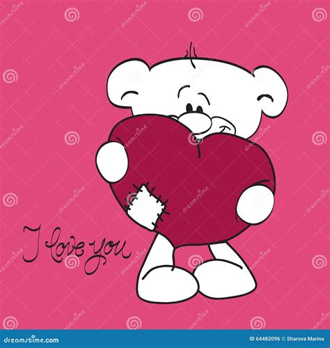 Ours De Nounours Avec Le Coeur Et Je T Aime Le Texte Illustration De Vecteur Illustration Du