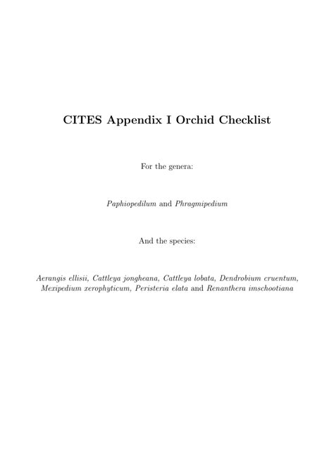 Pdf Cites Appendix I Orchid Checklist