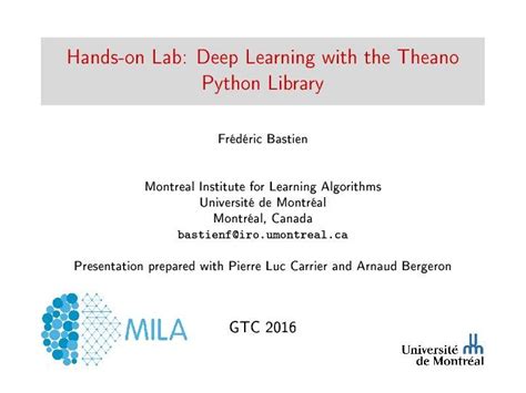 Pdf Hands On Lab Deep Learning With The Theano Python Library