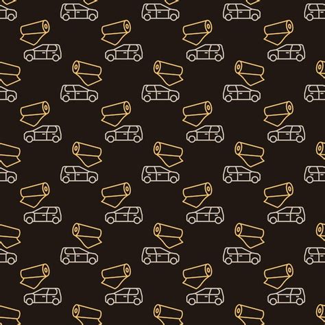 자동차 원활한 패턴 벡터 배경으로 차량 노란색 비닐 랩 프리미엄 벡터