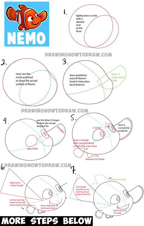 How To Draw Nemo From Disneys Finding Nemo With Easy Step By Step Drawing Tutorial How To