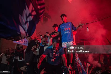 Napoli Fans Celebrate After Winning The Serie A Championship Near The