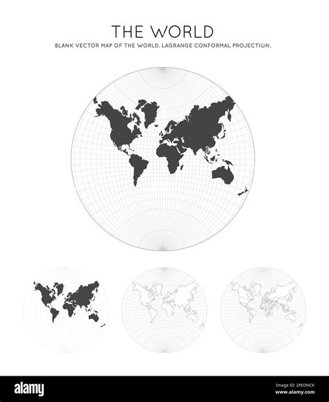 Map Of The World Lagrange Conformal Projection Globe With Latitude And Longitude Lines World