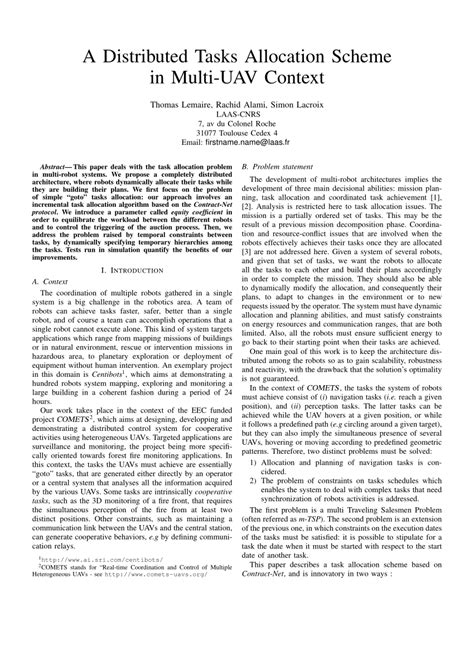 Pdf A Distributed Tasks Allocation Scheme In Multi Uav Context