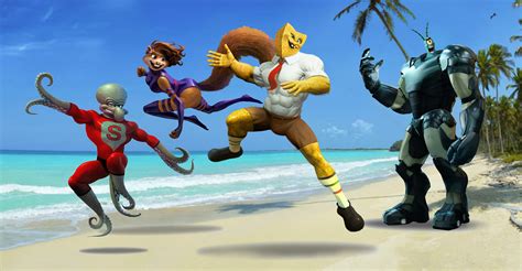 146272 Safe Artist Barry E Jackson Plankton Spongebob Sandy Cheeks Spongebob