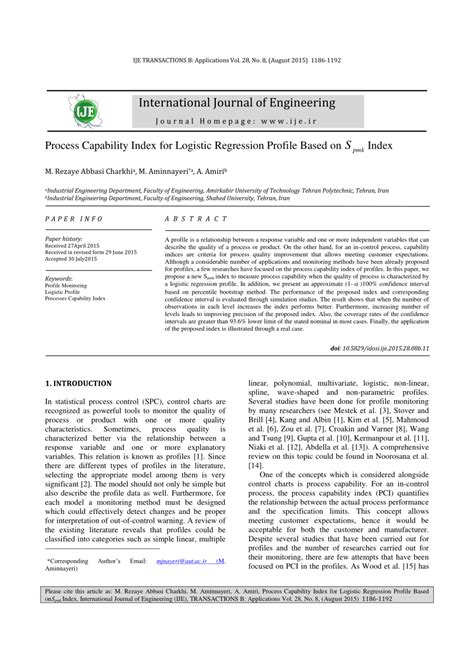 Pdf Process Capability Index For Logistic Regression Profile Based On