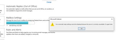 Your Automatic Reply Settings Cannot Be Displayed Because The