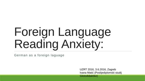 Pdf Foreign Language Reading Anxiety