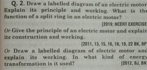 Q 2 Draw A Labelled Diagram Of An Electric Motor Explain Its Principle