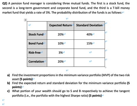 Solved Q2 A Pension Fund Manager Is Considering Three