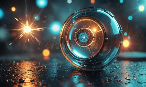 Futuristic Metallic Object With Circular Design And Reflective Surface Is Surrounded By Vibrant