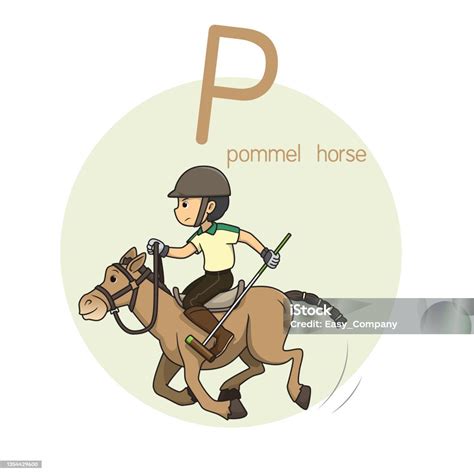 알파벳 문자 P 어퍼 케이스 또는 어린이 학습 연습 Abc를위한 자본 편지와 Pommel 말의 벡터 그림 건강한 생활방식에 대한