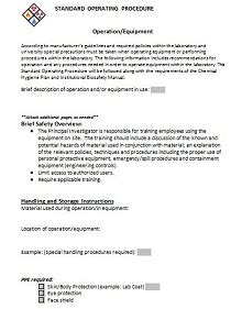 Standard Operating Procedure SOP Templates PDF DOC ExcelSHE