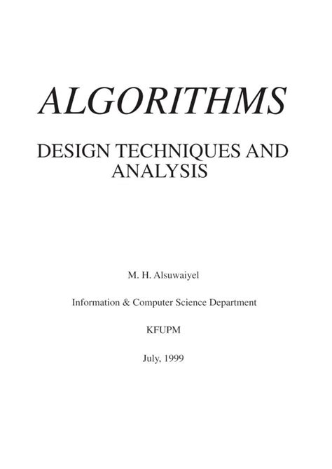 pdf algorithms design techniques and analysis dokumen tips