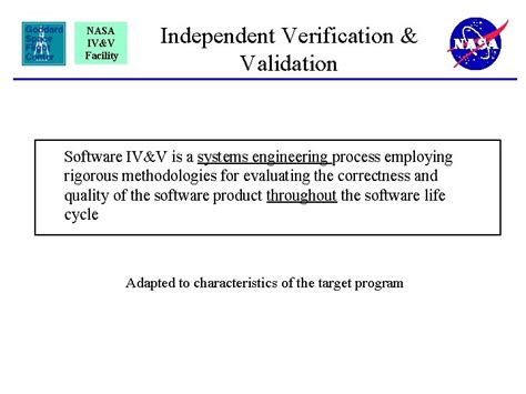 NASA IVV Facility Software Independent Verification And Validation