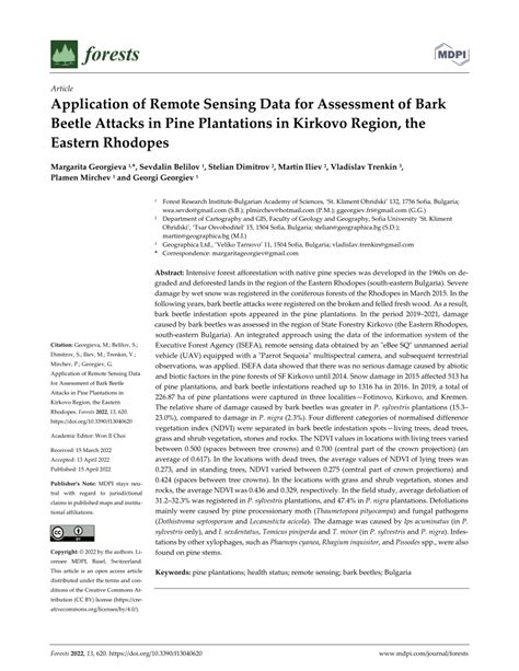 Pdf Application Of Remote Sensing Data For Assessment Of Bark Beetle Attacks In Pine