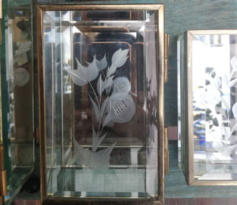 Glass Jewelry Box Vintage Mirror Storage Box In Gold Gem