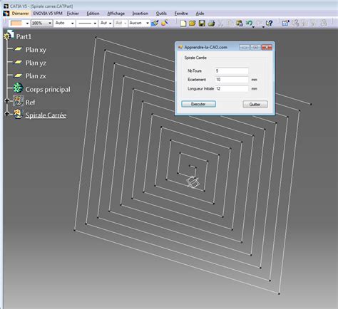 Cv Une Spirale Carr E Avec Une Macro Catia Vb Net Apprendre La Cao