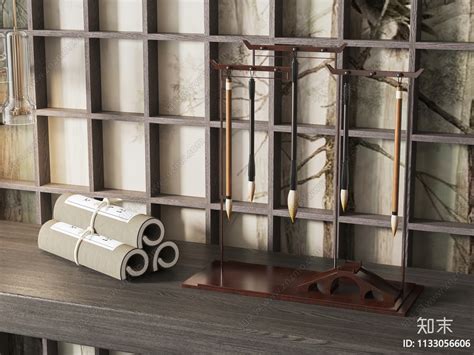 新中式毛笔架3d模型下载【id 1133056606】 知末3d模型网