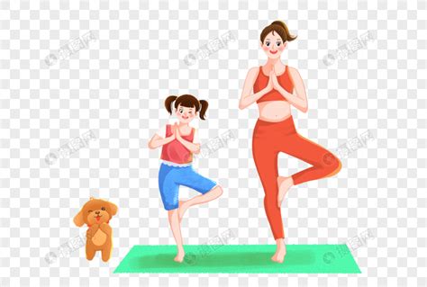 엄마와 딸 요가 연습 Png 일러스트 무료 다운로드 Lovepik