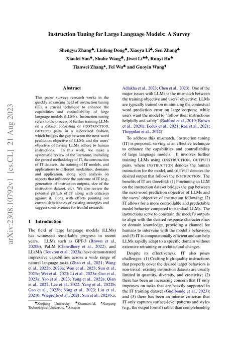 PDF Instruction Tuning For Large Language Models A Survey