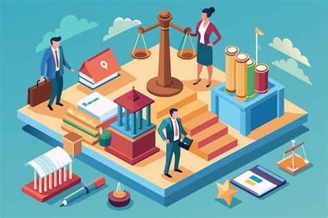 This Artwork Showcases A Vibrant Isometric Layout Of A Law Firm With