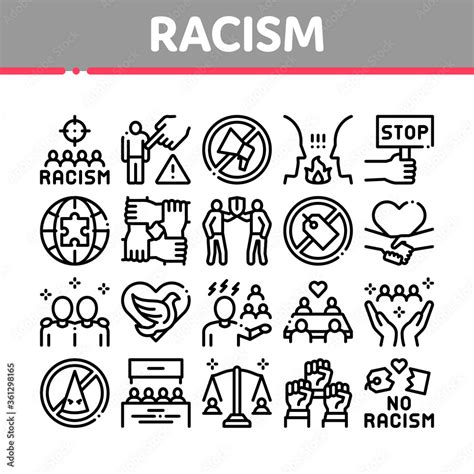Racism Discrimination Collection Icons Set Vector Stop Racism