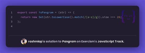 Rashmiaps Solution For Pangram In Javascript On Exercism