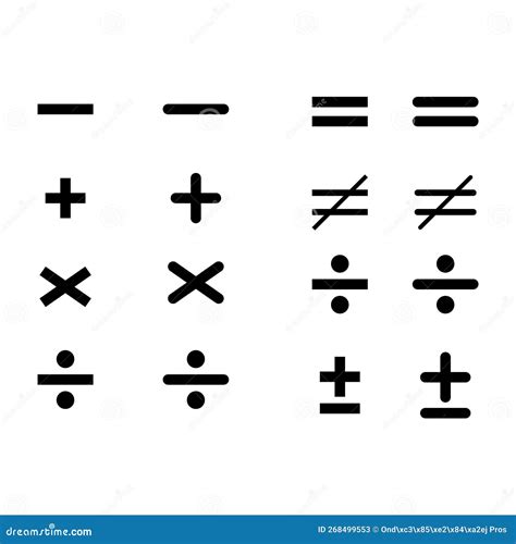 Plus Minus Multiply And Equal To Mathematics Symbol Education Maths Icon Web Element Vector