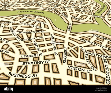 Editable Vector Street Map Of A Generic City With Business Street Names