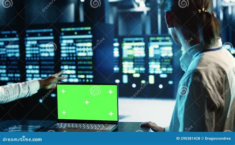 coworkers use green screen laptop for ai stock footage video of