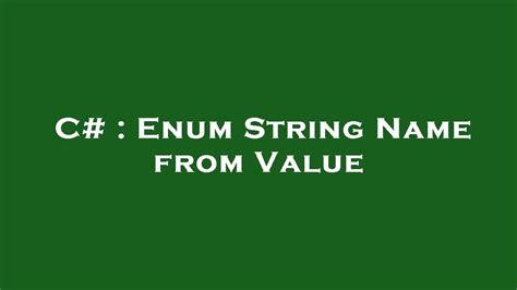 C Enum String Name From Value Youtube