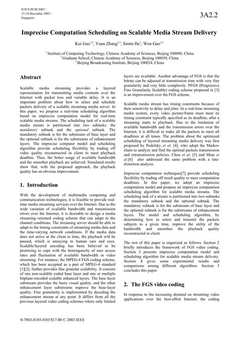 Pdf Imprecise Computation Scheduling On Scalable Media Stream Delivery