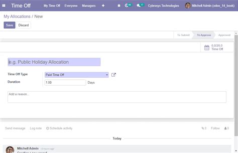 Odoo 14 Time Off Odoo V14 Community Edition Book