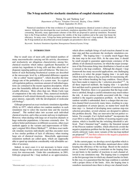 Pdf The N Leap Method For Stochastic Simulation Of Coupled Chemical