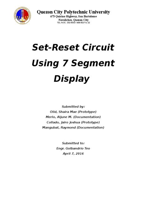 Set Reset Counter Using 7 Segment Display Documentation Pdf Timer Electrical Circuits