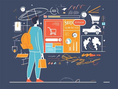 Flat Design Modern Vector Illustration Concept Of Shopping And Ecommerce Generative Ai Premium