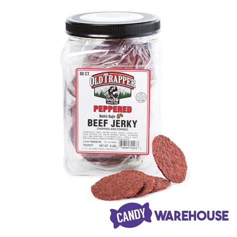 Old Trapper Double Eagle Peppered Beef Jerky 80ct Jar Candy Warehouse