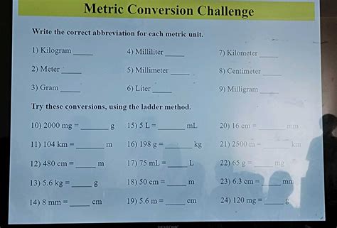 Metric Conversion Challenge Write The Correct StudyX