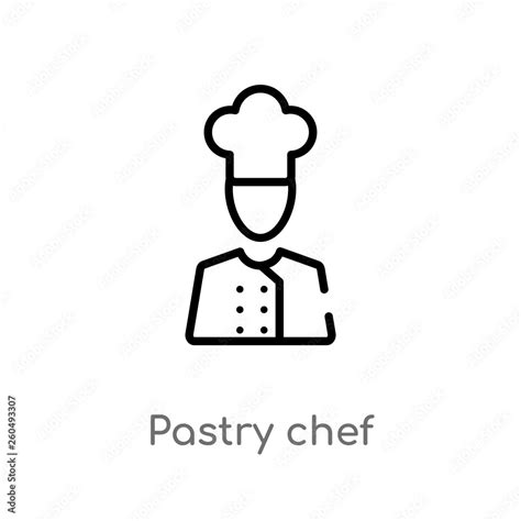 Outline Pastry Chef Vector Icon Isolated Black Simple Line Element Illustration From User