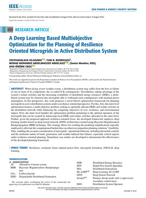 Pdf A Deep Learning Based Multi Objective Optimization For The Planning Of Resilience Oriented
