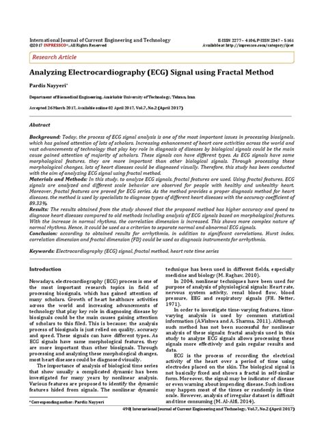 Analyzing Electrocardiography Ecg Signal Using Fractal Method Pdf