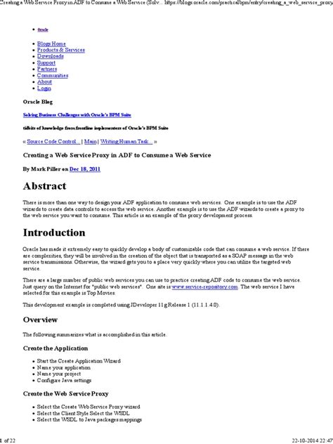 creating a web service proxy in adf to consume a web service solving business challenges with