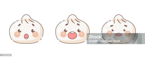 귀여운 만두는 이모티콘 세트에 직면합니다 현대 디자인 이모티콘 교자 아이콘 컬렉션 얼굴 표정으로 찐빵 벡터 세트 0명에 대한 스톡 벡터 아트 및 기타 이미지 Istock