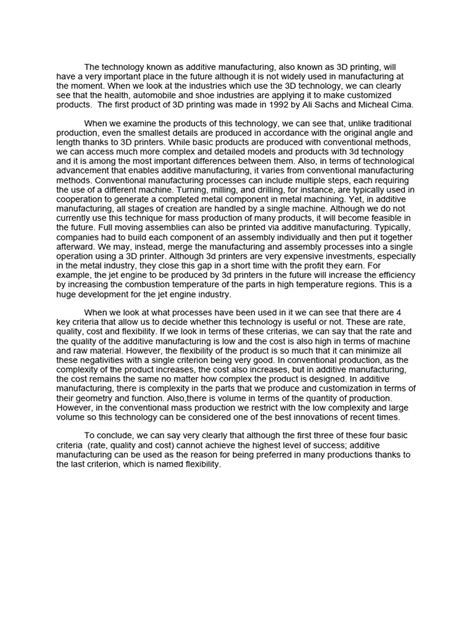 Video Assignment Download Free Pdf 3 D Printing Secondary Sector Of The Economy