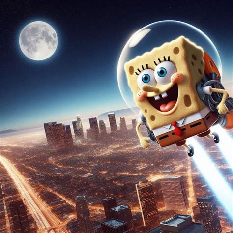 Spongebob Hello Kitty Flying A Jetpack R Hardaiimages