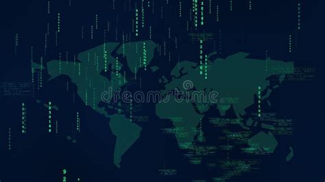 Digital Data Floating In Space With Global World Map Background Stock Video Video Of Earth