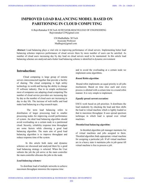 Iaetsd Improved Load Balancing Model Based On Pdf