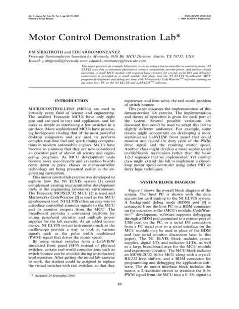 Motor Control Demonstration Lab